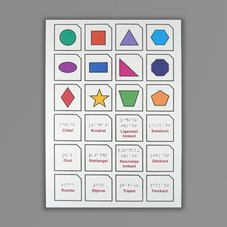 Memory med geometriske figurer og betegnelser - Synscenter Refsnæs